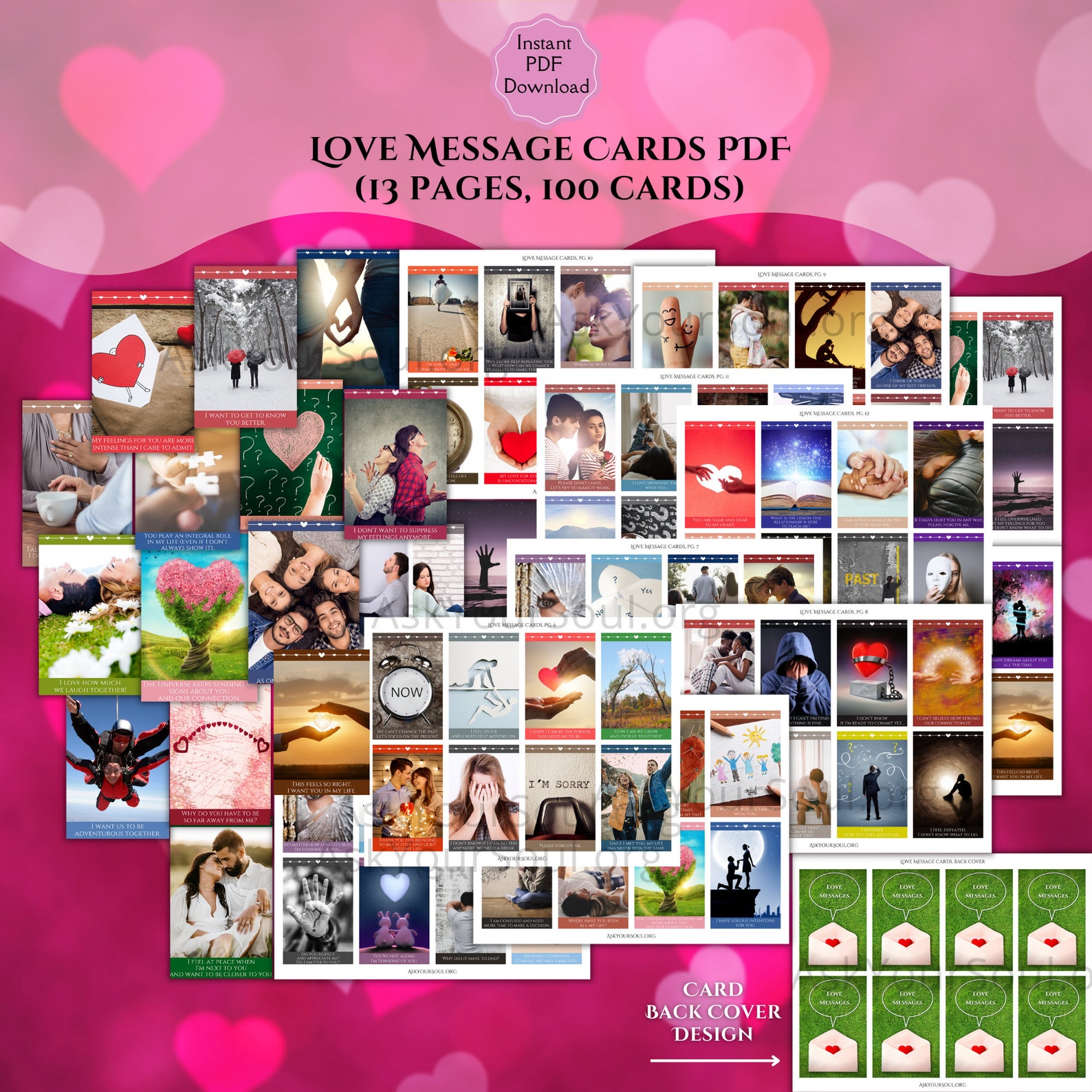 PRINTABLE Love Message Cards Love Oracle Card Deck Twin-flame Messages ...