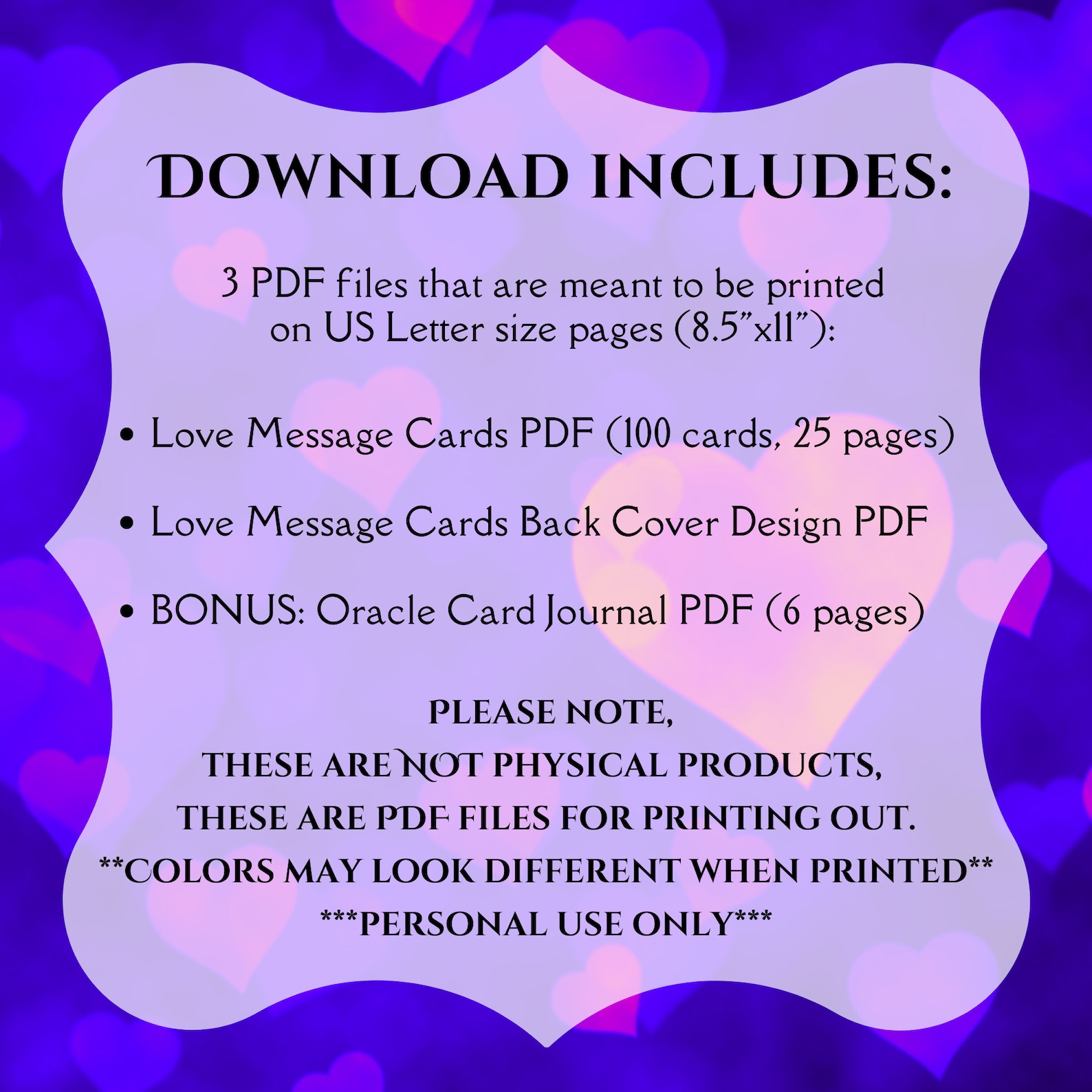 PRINTABLE Love Message Cards (LARGE) Love Oracle Card Deck Twin-flame ...