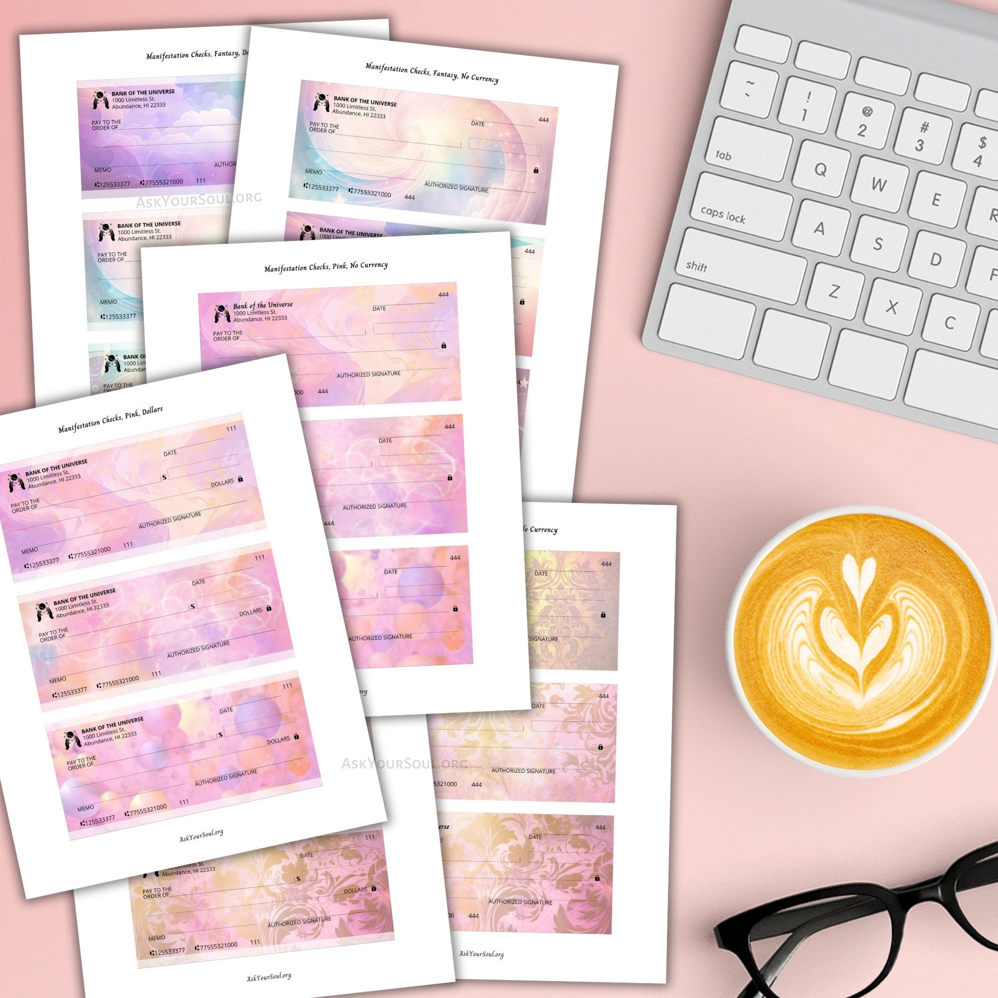 Printable Manifestation Checks, Law of Attraction Checks, Dollars and ...
