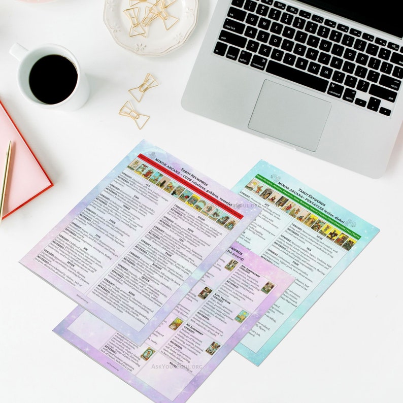 PRINTABLE Galaxy Tarot Cards & Cheat Sheets Keywords Rider Waite Smith ...