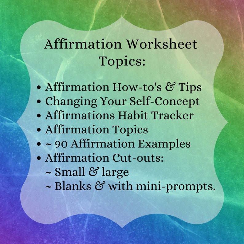 PRINTABLE Positive Affirmation Bundle Affirmation Worksheets - Etsy
