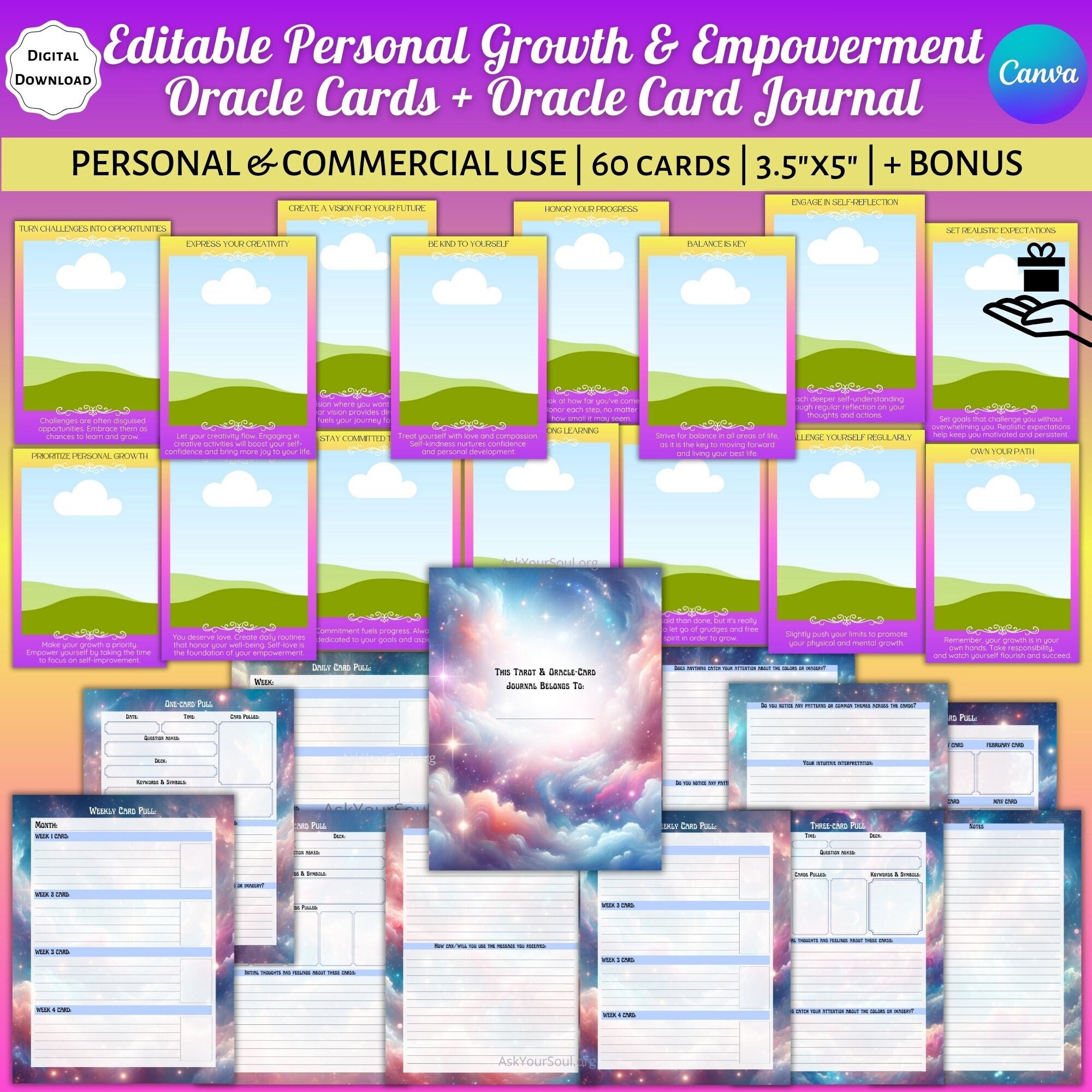 60 Editable Personal Growth and Empowerment Self-improvement Oracle ...