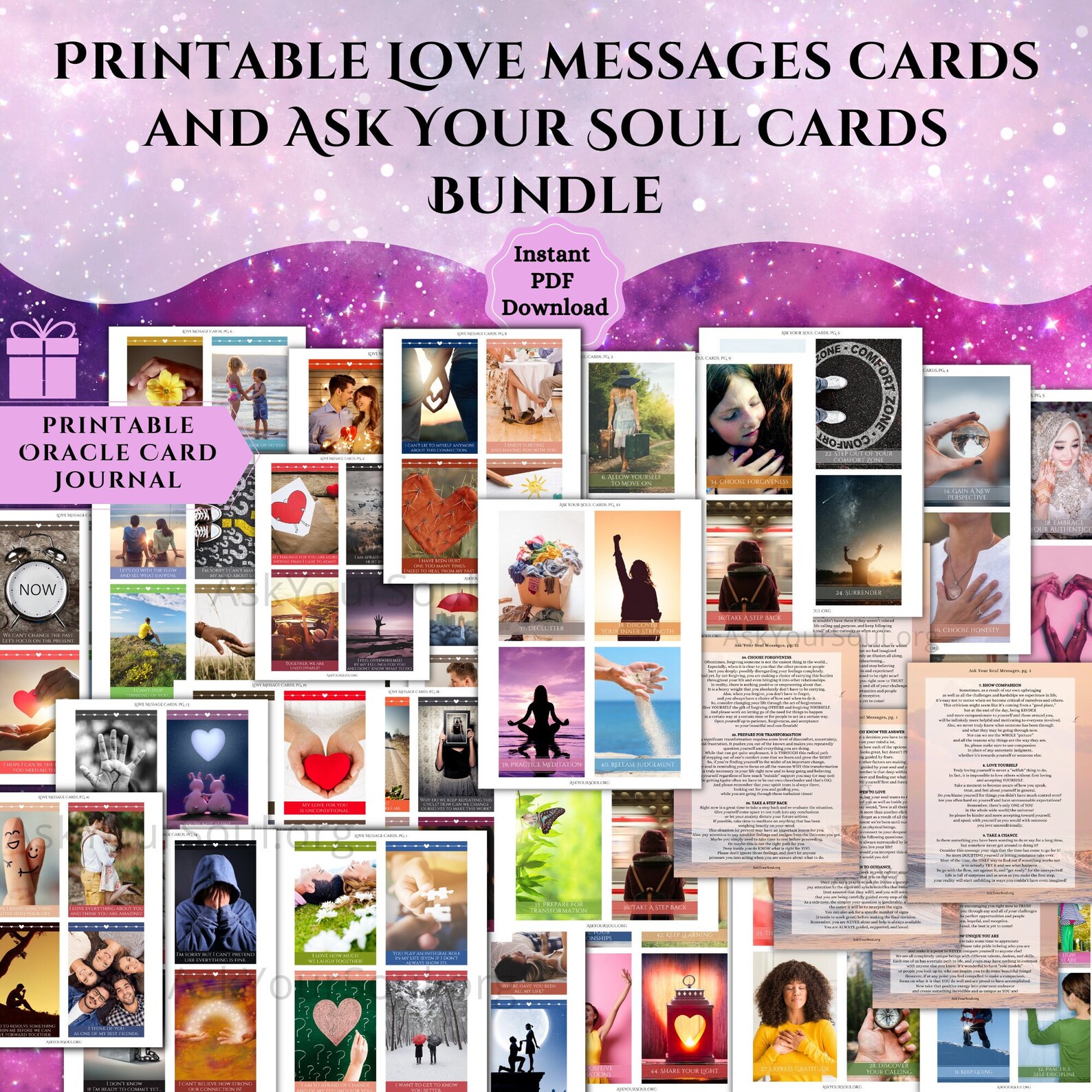 PRINTABLE Love Message and Ask Your Soul Cards LARGE Bundle Love Oracle ...