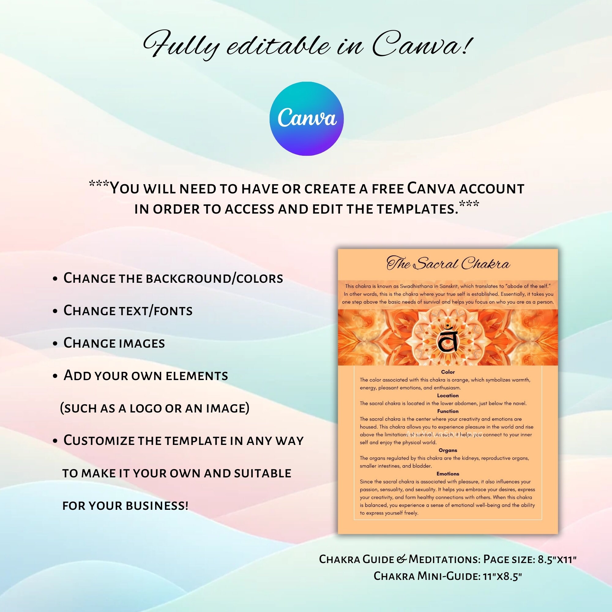 Editable Chakra Bundle Chakra Guide Meditations Canva Template ...