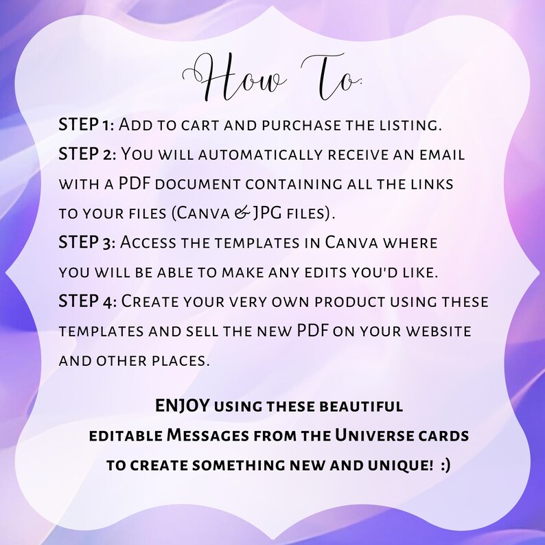 Editable Messages From the Universe Cards Canva Template Commercial and ...