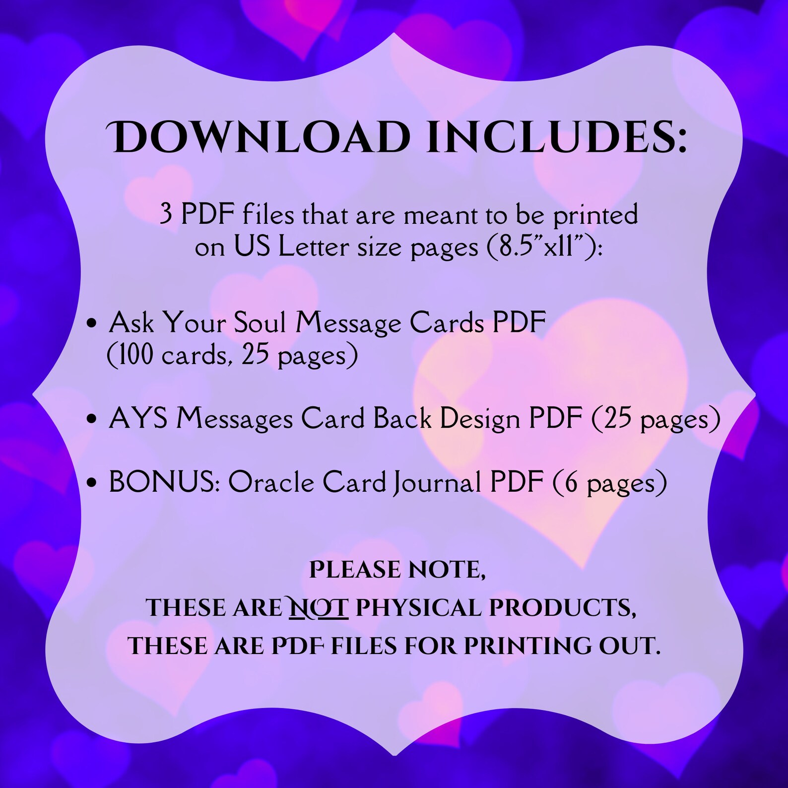 PRINTABLE Love Message Cards LARGE Love Oracle Card Deck - Etsy