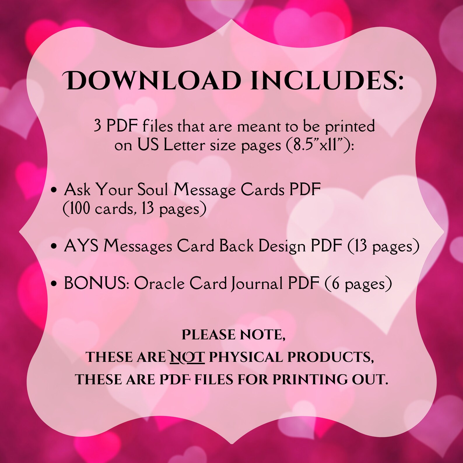 PRINTABLE Love Message Cards Love Oracle Card Deck - Etsy