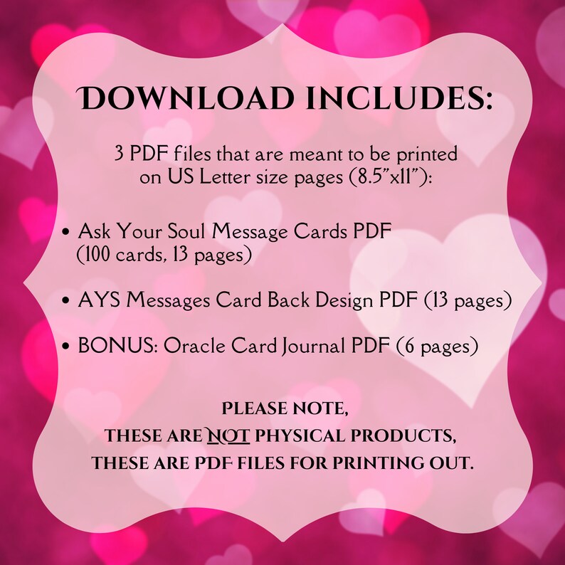 PRINTABLE Love Message Cards Love Oracle Card Deck - Etsy