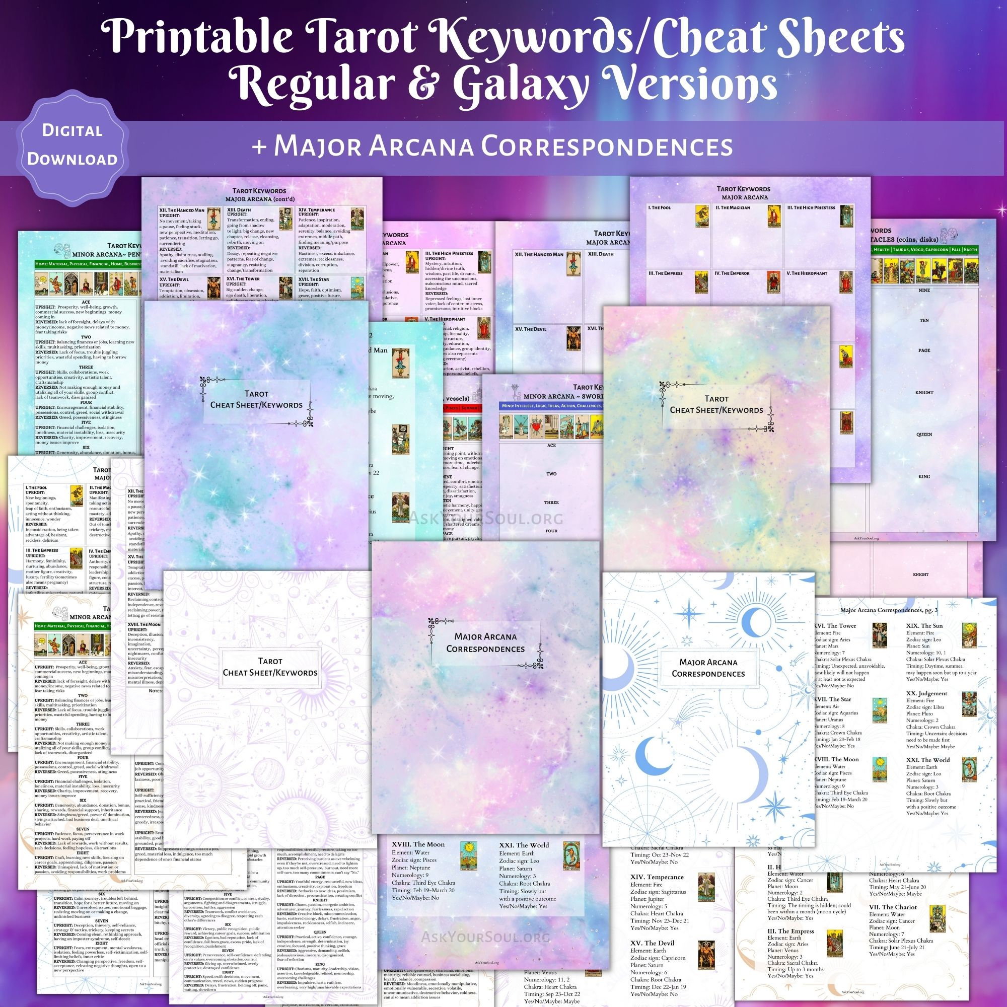 PRINTABLE Mega Tarot Bundle Rider-waite Tarot Card Decks PDF Beginner Tarot Bundle Back Covers ...