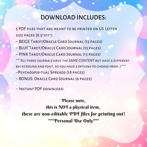 PRINTABLE Tarot & Oracle Card Journal + Psychospiritual Spreads | Daily ...