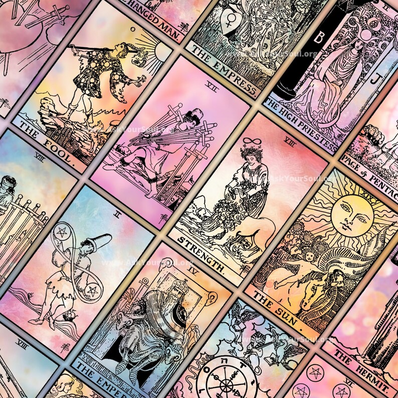 PRINTABLE Colorful Rider-waite Tarot Cards PDF Unique RWS Tarot Deck ...