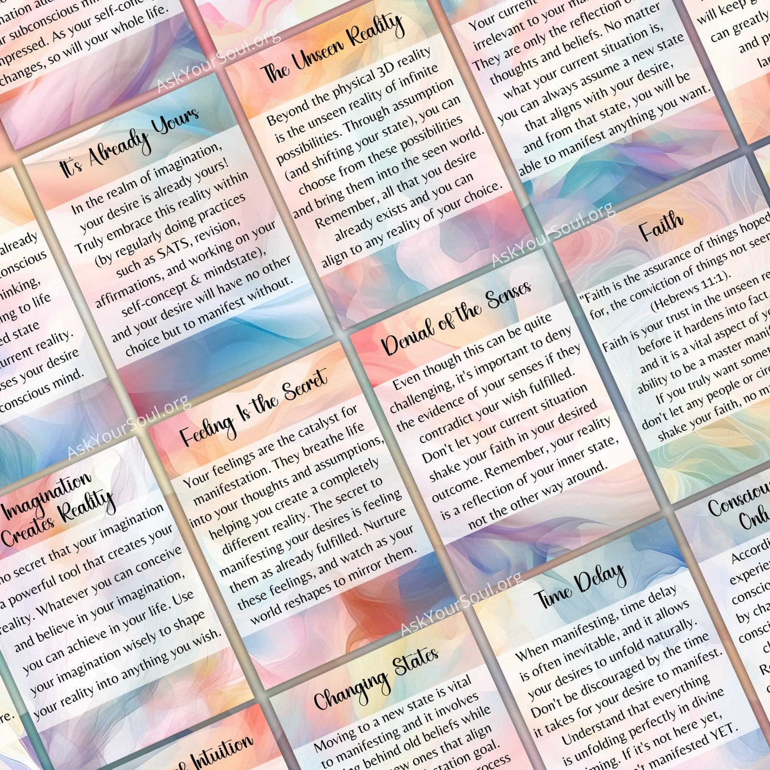 PRINTABLE Law of Assumption Cards Colorful Neville Goddard ...