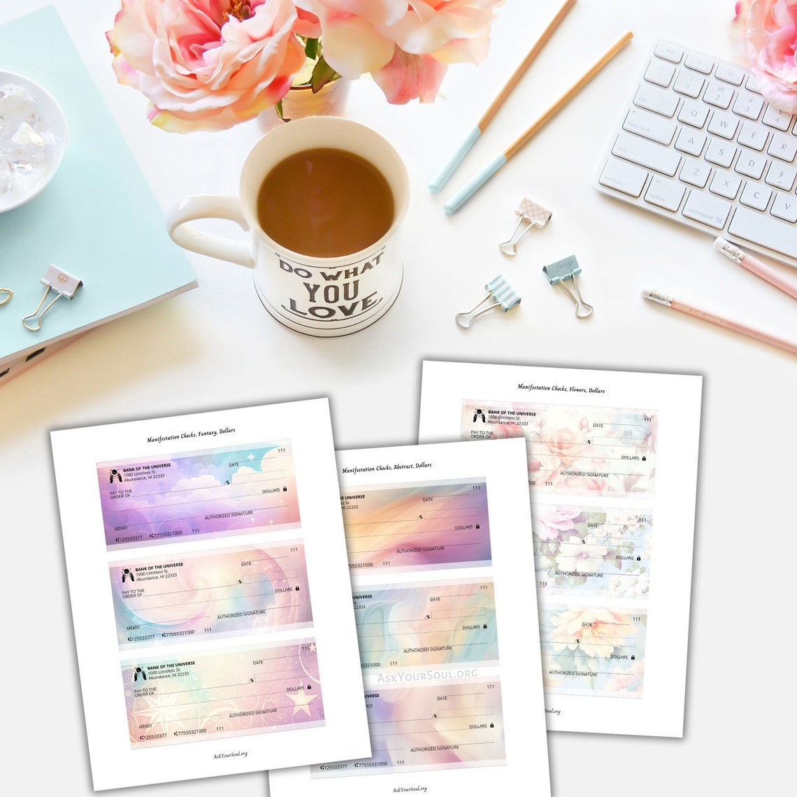 Printable Manifestation Checks, Law of Attraction Checks, Dollars and ...