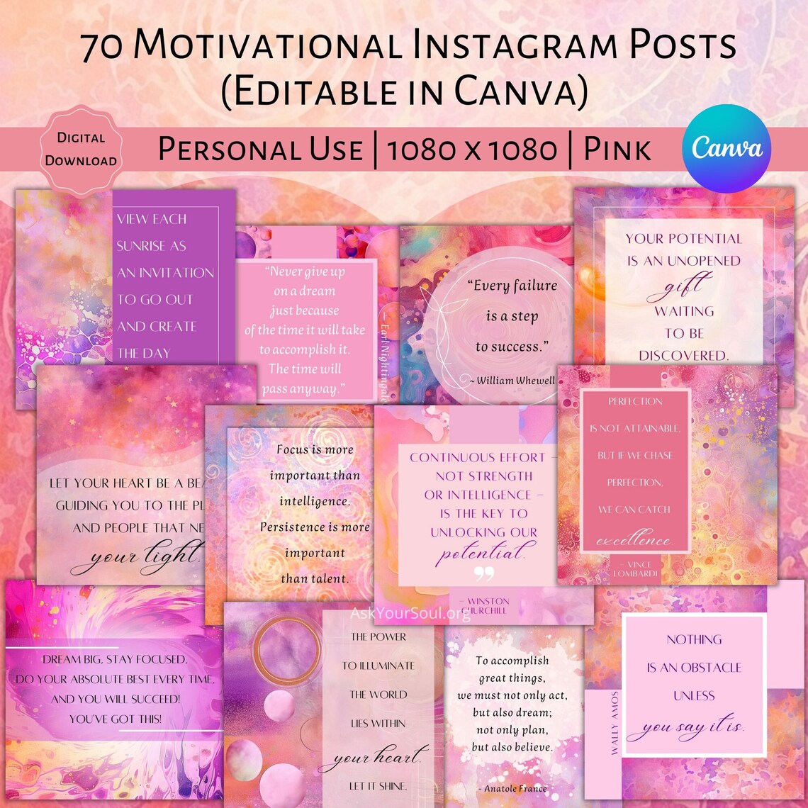 70 Editable Motivational Inspirational Quotes Instagram Posts - Etsy