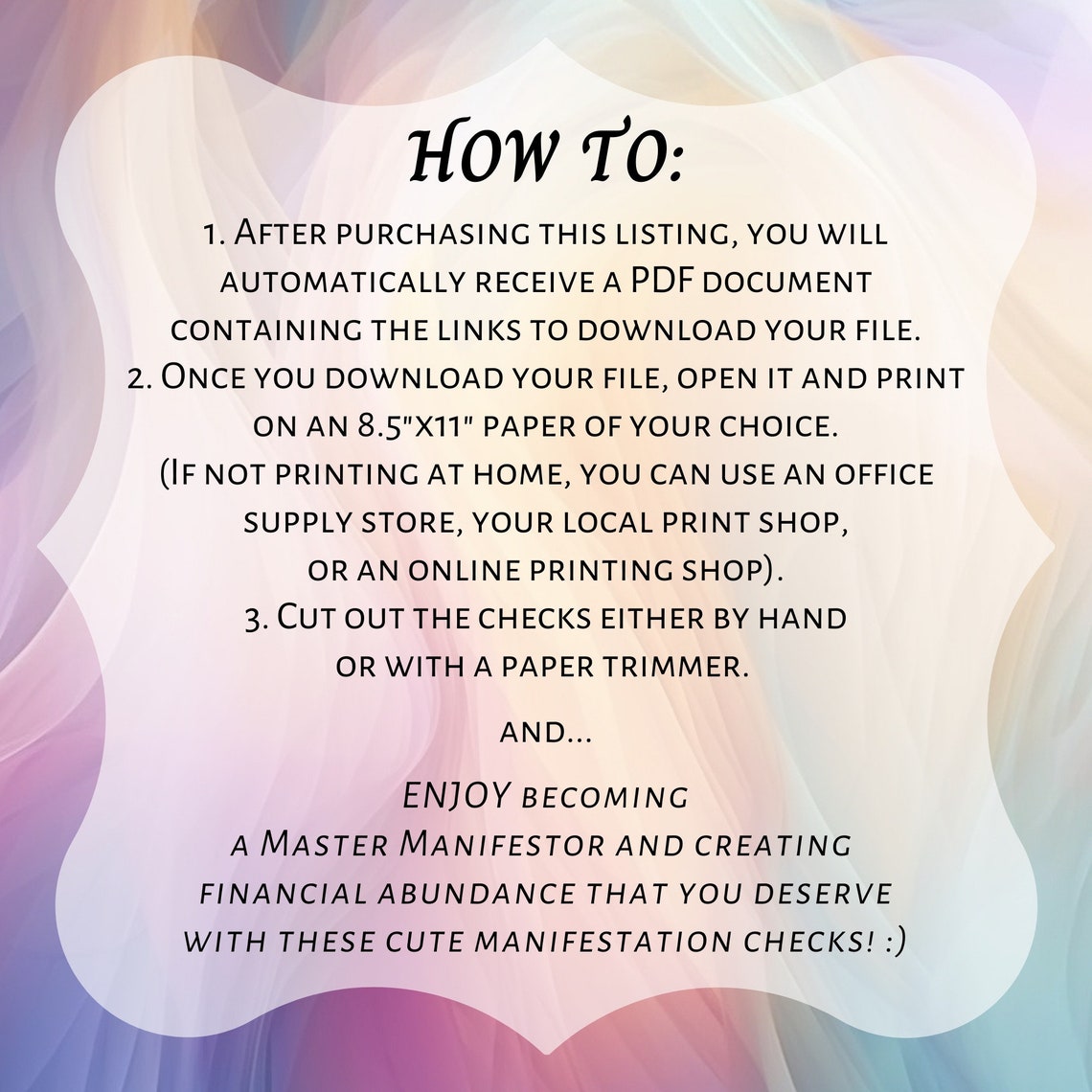 Printable Manifestation Checks, Law of Attraction Checks, Dollars and ...