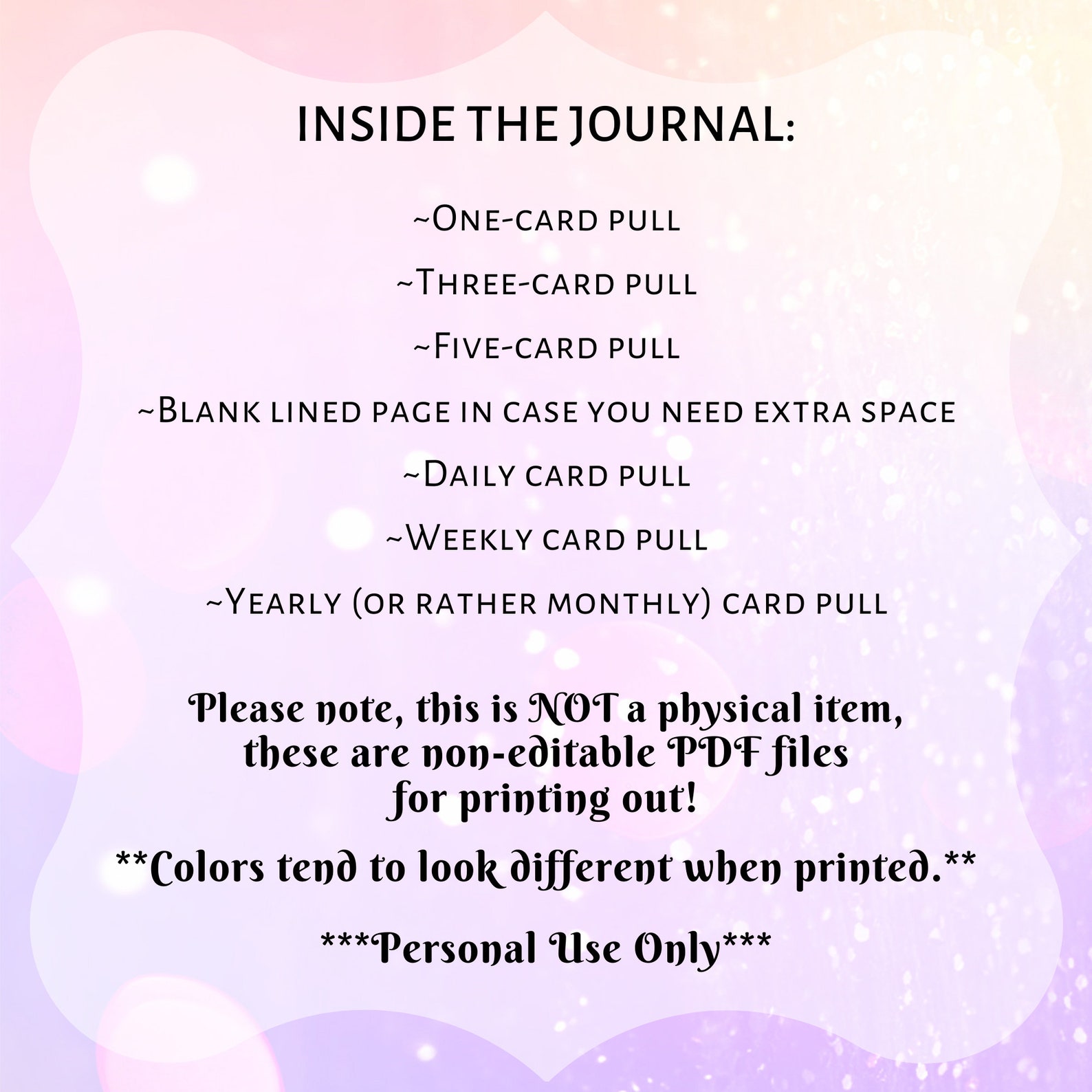 PRINTABLE Tarot & Oracle Card Journal + RWS Tarot Cards | Daily, Weekly ...