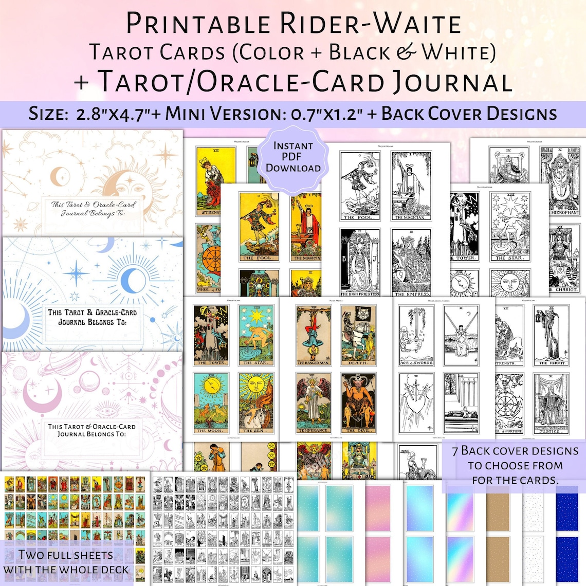PRINTABLE Tarot & Oracle Card Journal RWS Tarot Cards Daily, Weekly ...