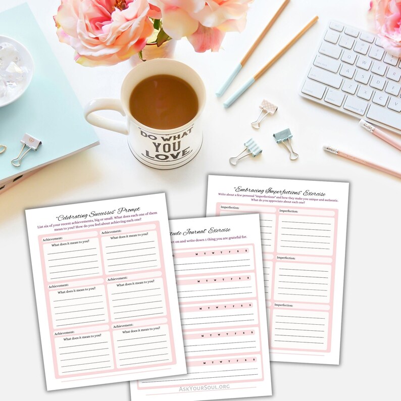 Editable Self-love Self-care Worksheets Canva Template Commercial and ...
