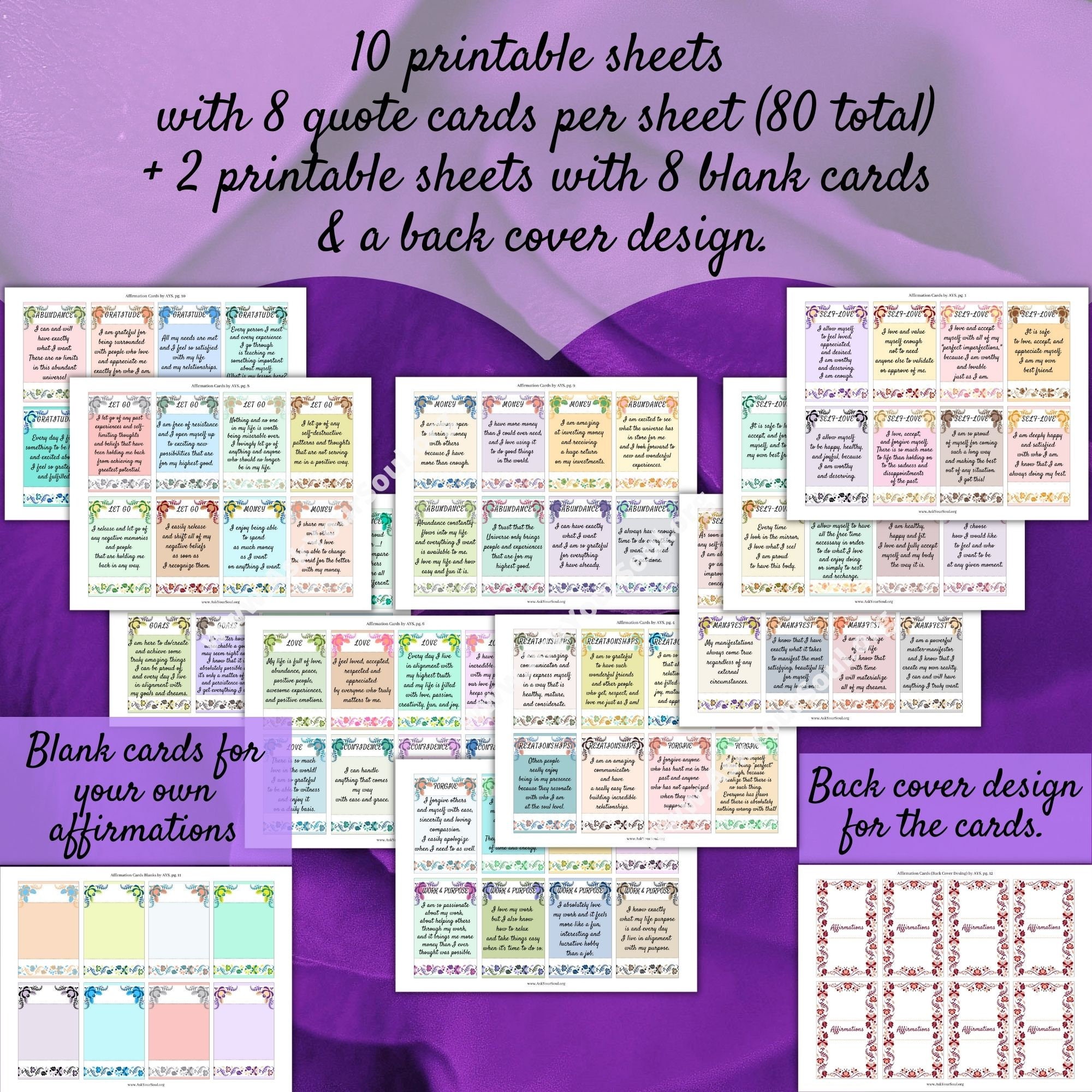 PRINTABLE Affirmation Cards Bundle Self-concept Affirmations ...