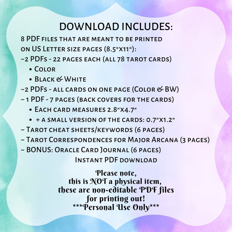 PRINTABLE Tarot Cheat Sheet Keywords Rider Waite Smith Tarot Cards ...