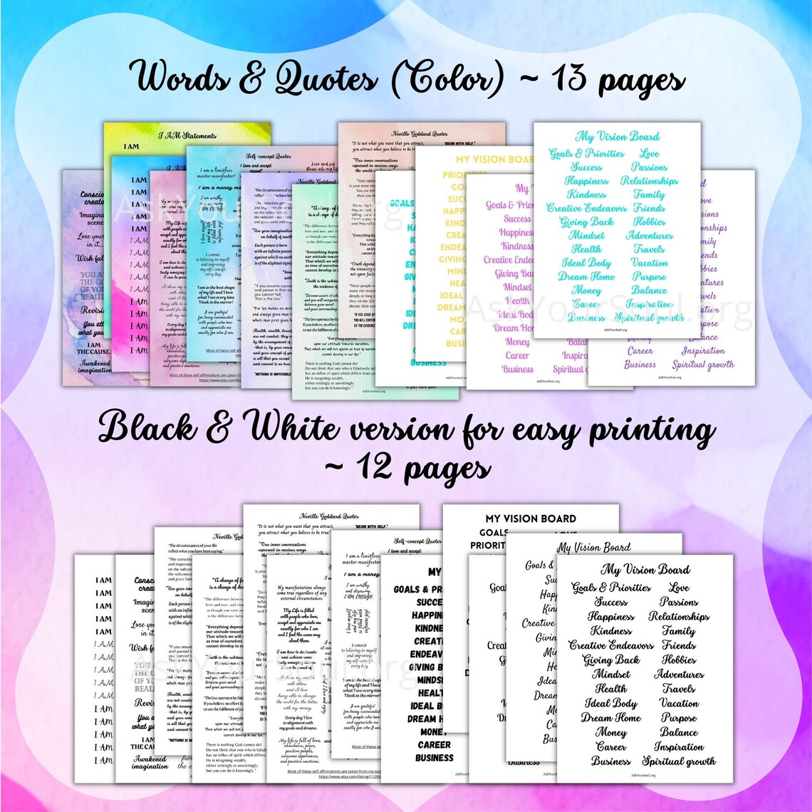 Printable Law of Assumption Vision Board Kit Neville Goddard ...