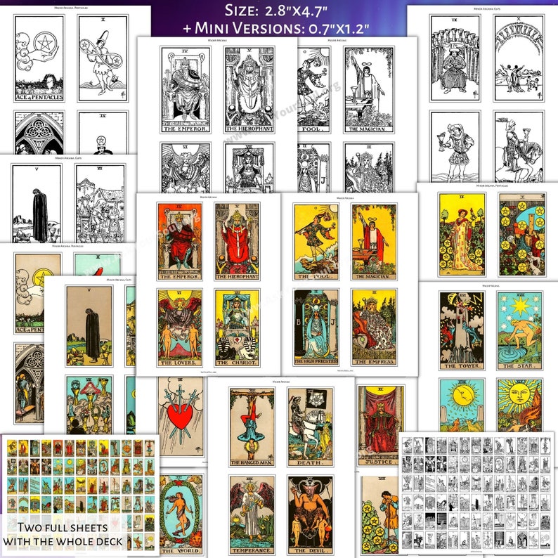PRINTABLE Mega Tarot Bundle Rider-waite Tarot Card Decks PDF Beginner Tarot Bundle Back Covers ...
