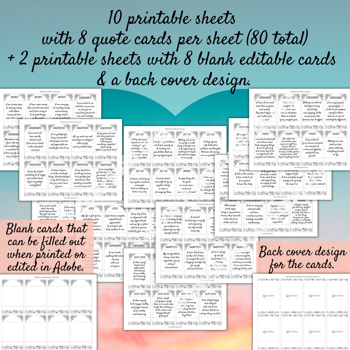 PRINTABLE Positive Affirmation Cards Black & White | Self-concept ...