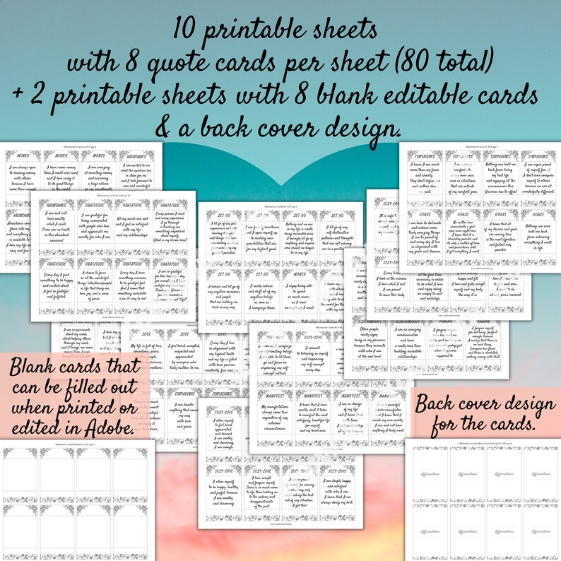 PRINTABLE Positive Affirmation Cards Black & White | Self-concept ...