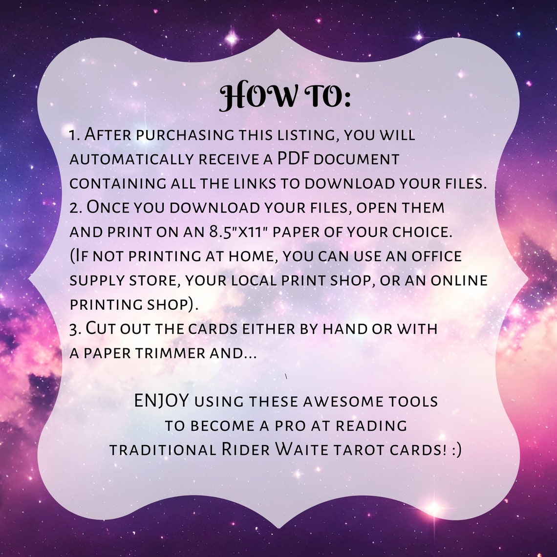 PRINTABLE Blank Tarot Cards With Keywords Black & White Rider-waite ...