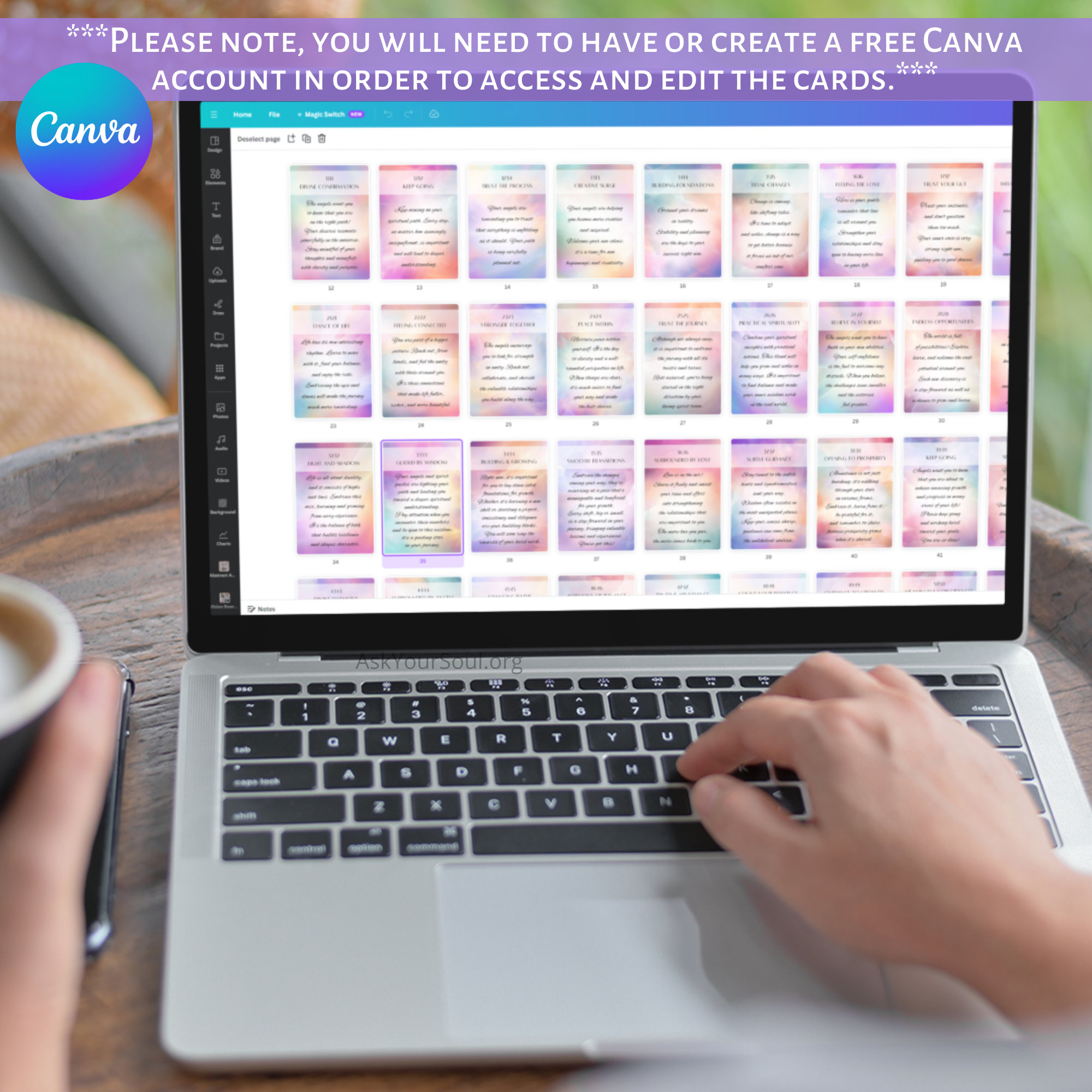 Editable Angel Number Cards Canva Template Commercial and Personal Use ...