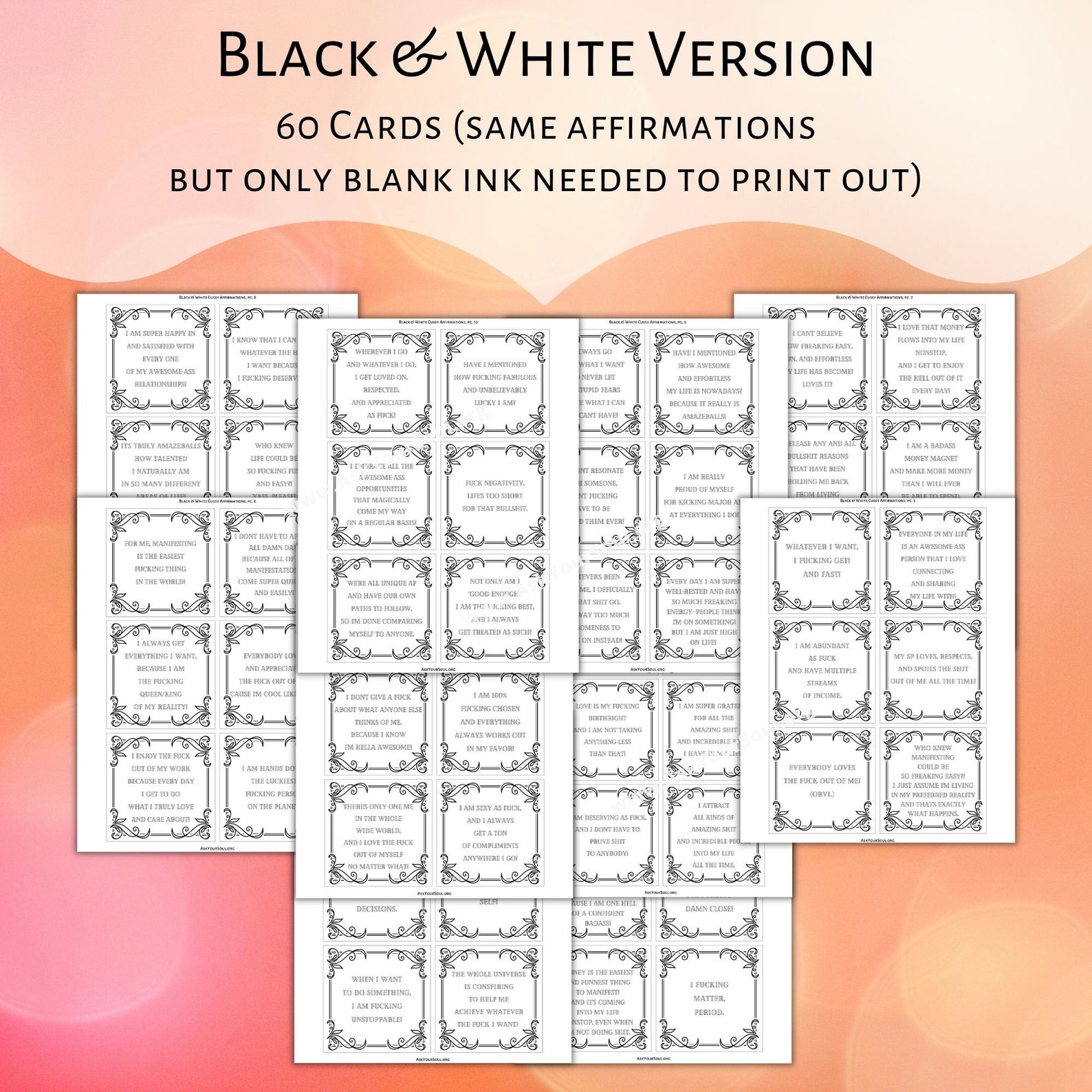 PRINTABLE Sweary Affirmation Cards Bundle Pastel Retro - Etsy