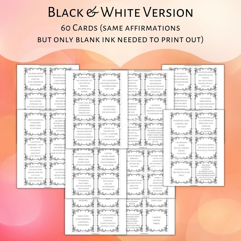 PRINTABLE Sweary Affirmation Cards Bundle Pastel Retro - Etsy