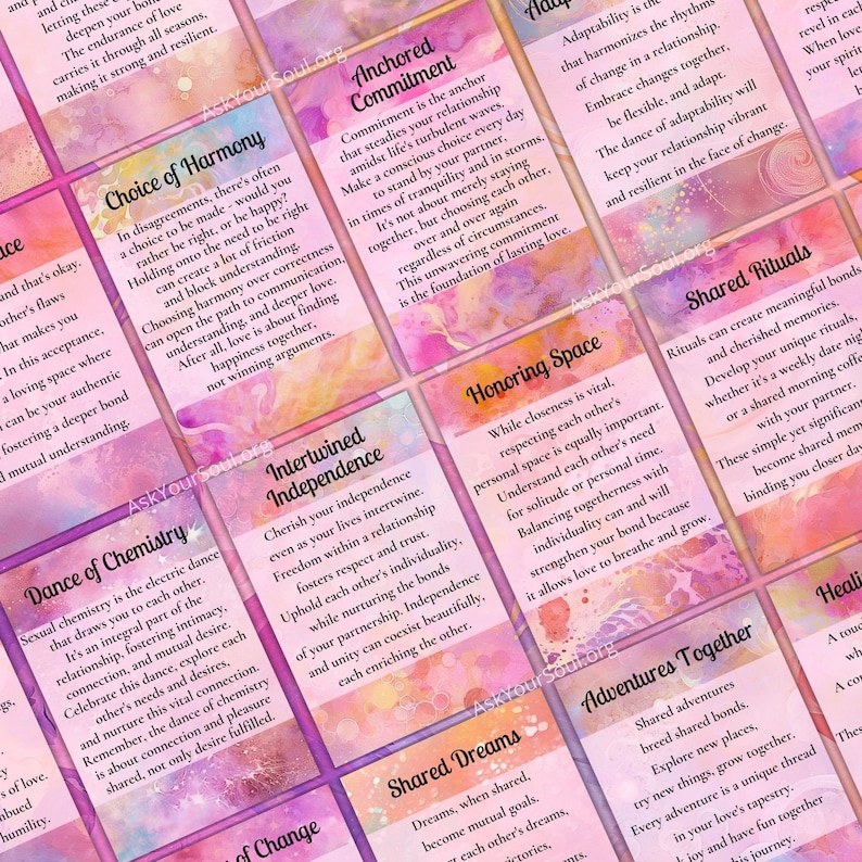 62 PRINTABLE Love Wisdom Oracle Cards Personal Use Pink Love ...