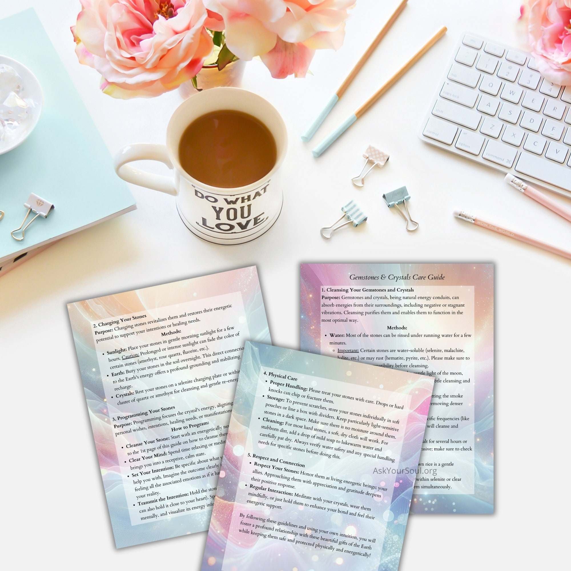 Editable Tumbled Gemstone and Crystal Meaning Cards, 3 Versions ...