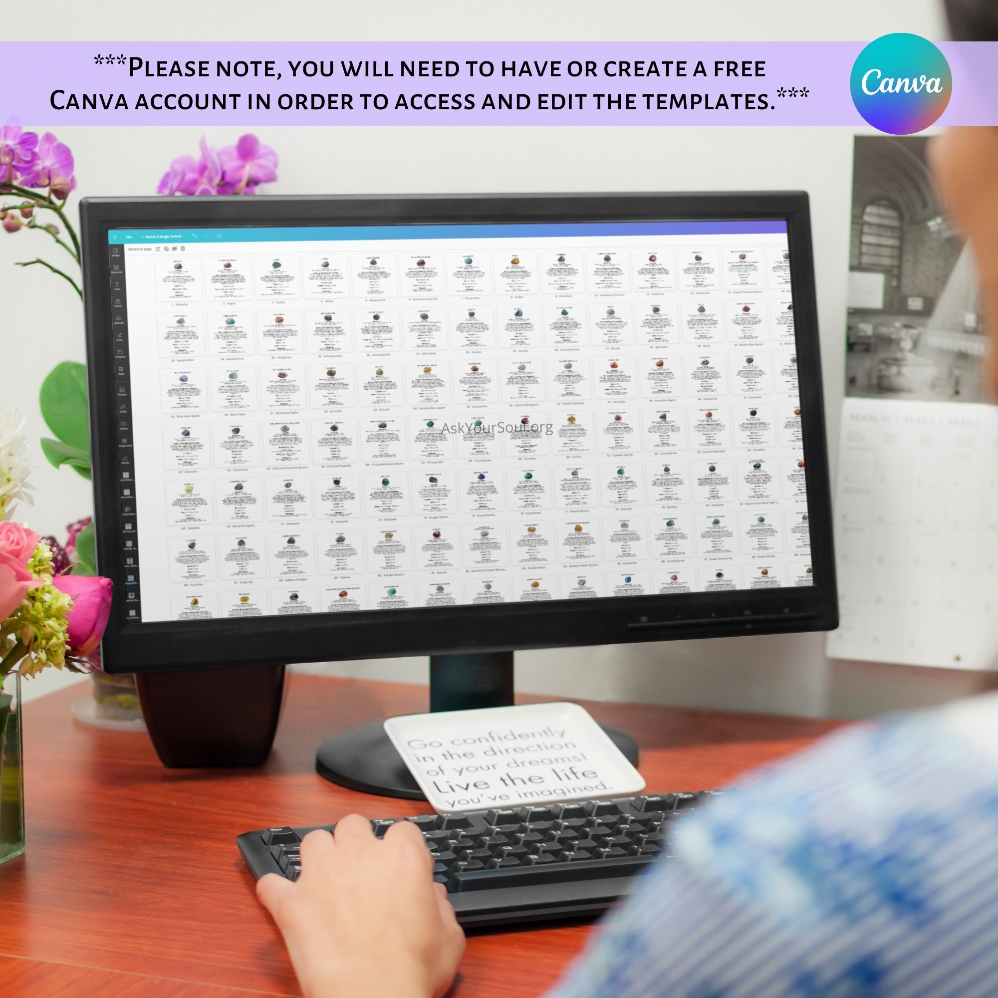 Editable Tumbled Gemstone and Crystal Meaning Cards, 3 Versions ...