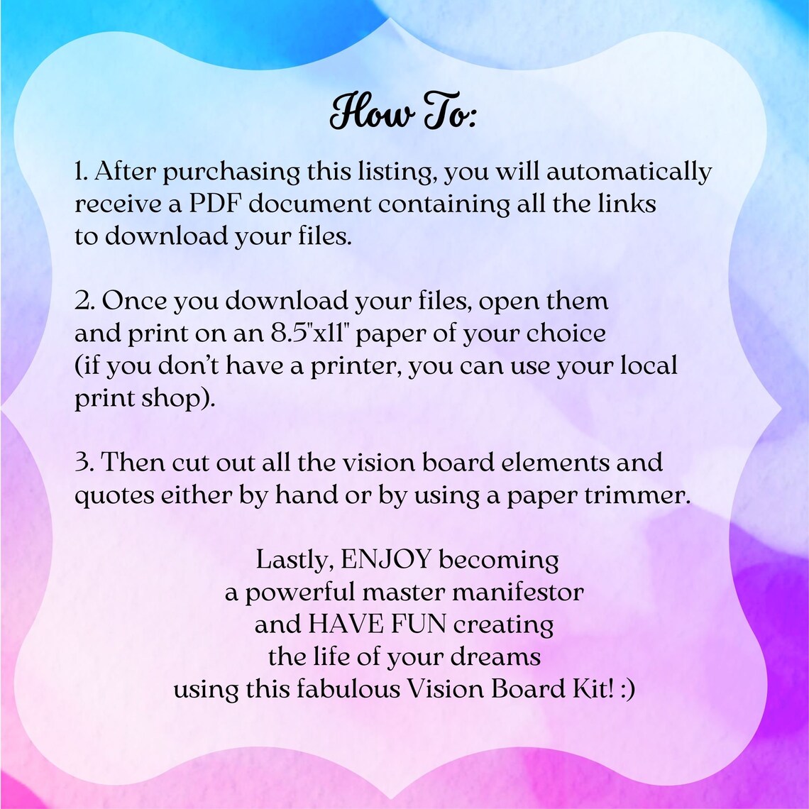 Printable Law of Assumption Vision Board Kit Neville Goddard ...