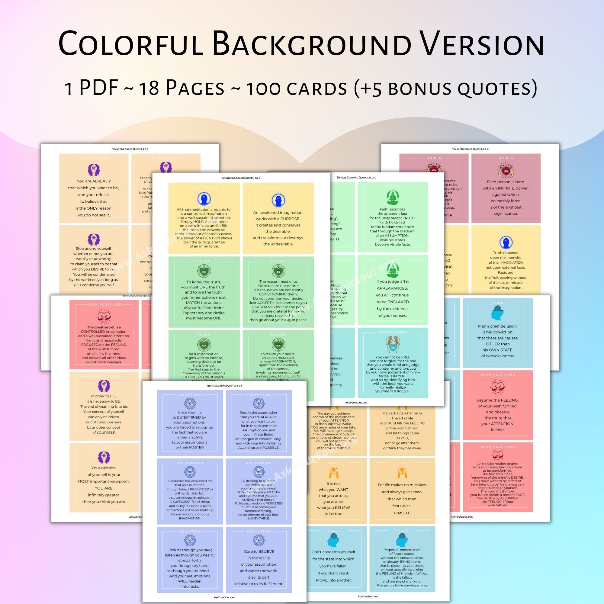 PRINTABLE Neville Goddard Quote Cards color & BW Law of Assumption ...