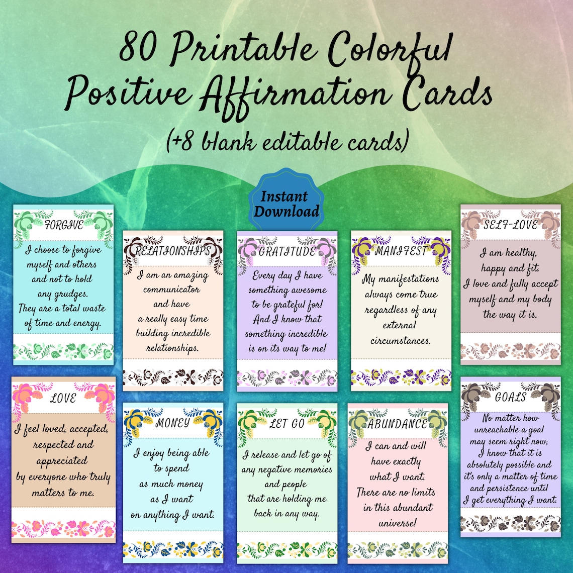 PRINTABLE Positive Affirmation Bundle Affirmation Worksheets - Etsy