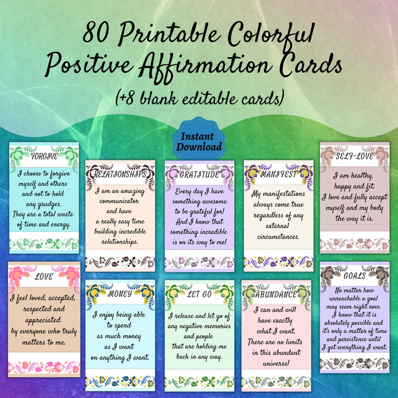 PRINTABLE Positive Affirmation Bundle Affirmation Worksheets - Etsy