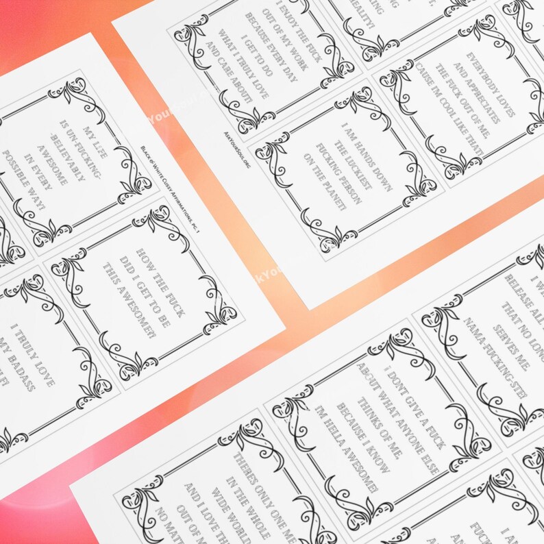 PRINTABLE Sweary Affirmation Cards Bundle Pastel Retro - Etsy
