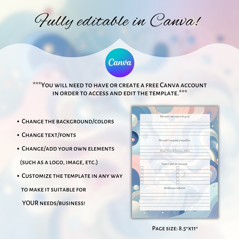 Editable Self-reflection Journal Canva Template Commercial & Personal ...