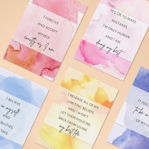 54 Editable & Printable Watercolor Self-concept Custom Affirmation ...
