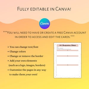 Editable & Printable 369 Method Template Canva Template - Etsy