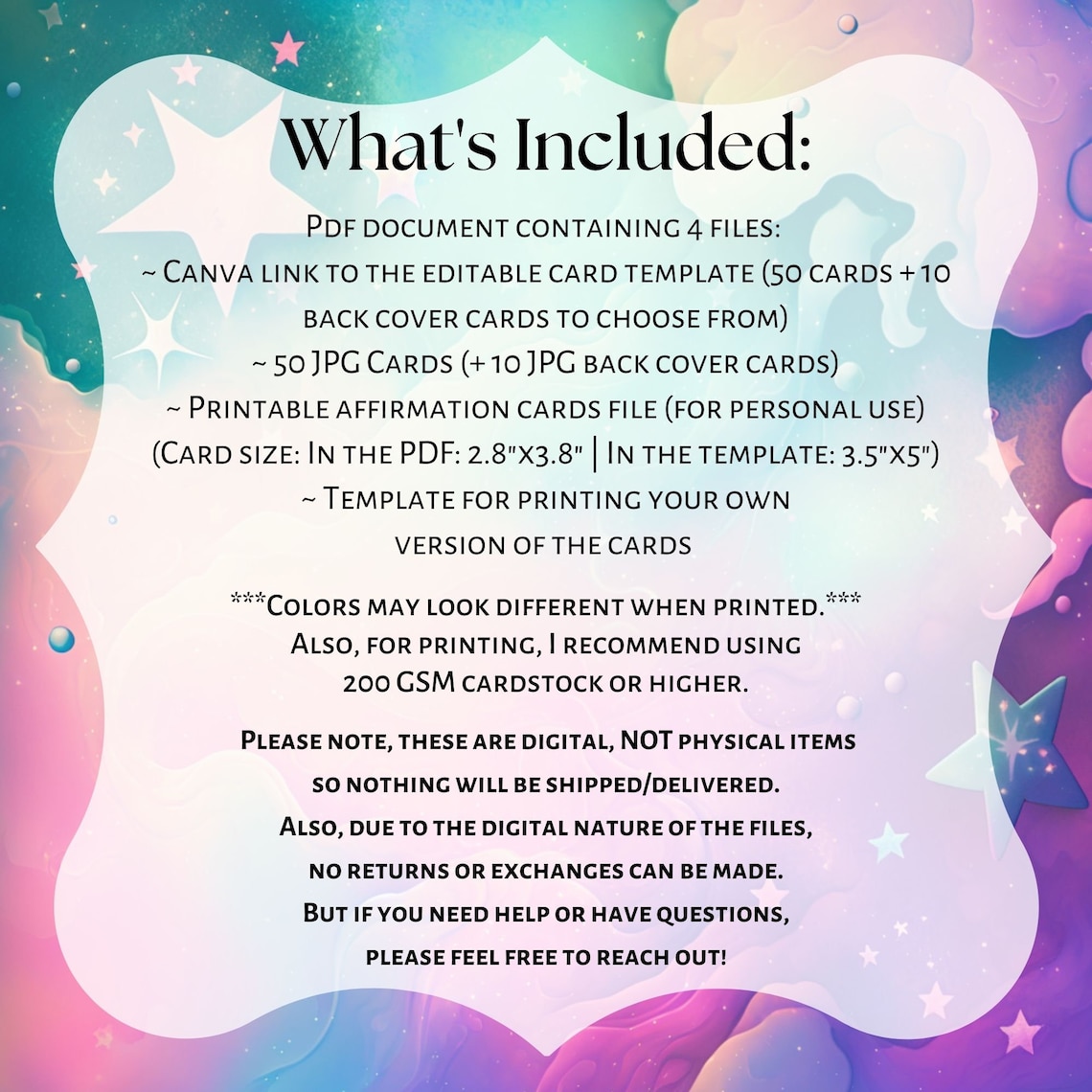 50 Editable & Printable Blank Celestial Fantasy Cards Canva Template ...