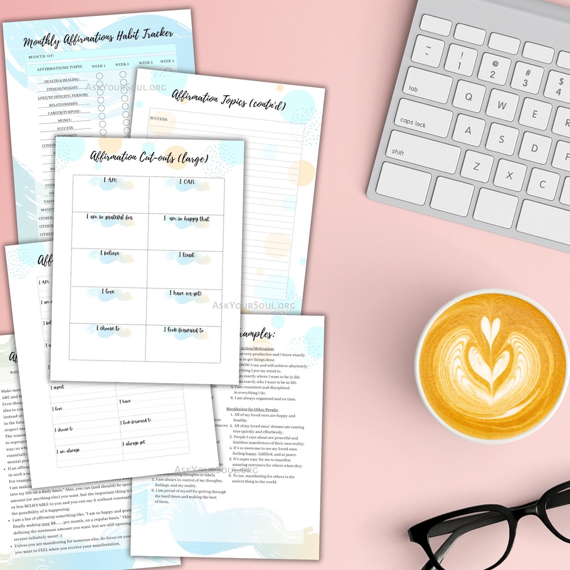 Editable Affirmation Worksheets and Affirmation Cards Canva Template ...