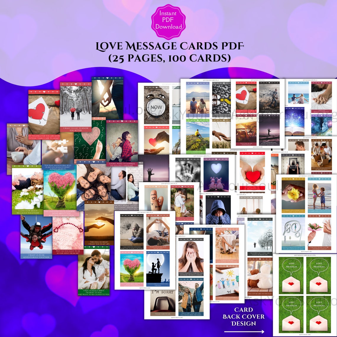 PRINTABLE Love Message Cards (LARGE) Love Oracle Card Deck Twin-flame ...