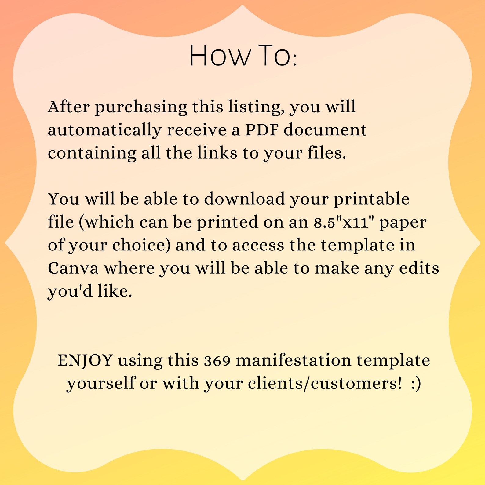 Editable & Printable 369 Method Template Canva Template - Etsy
