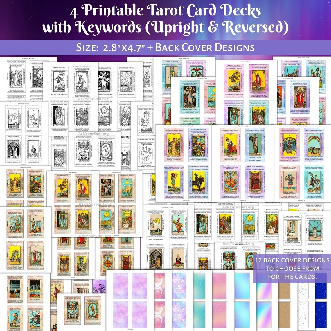 PRINTABLE Mega Tarot Bundle Rider-waite Tarot Card Decks PDF Beginner ...