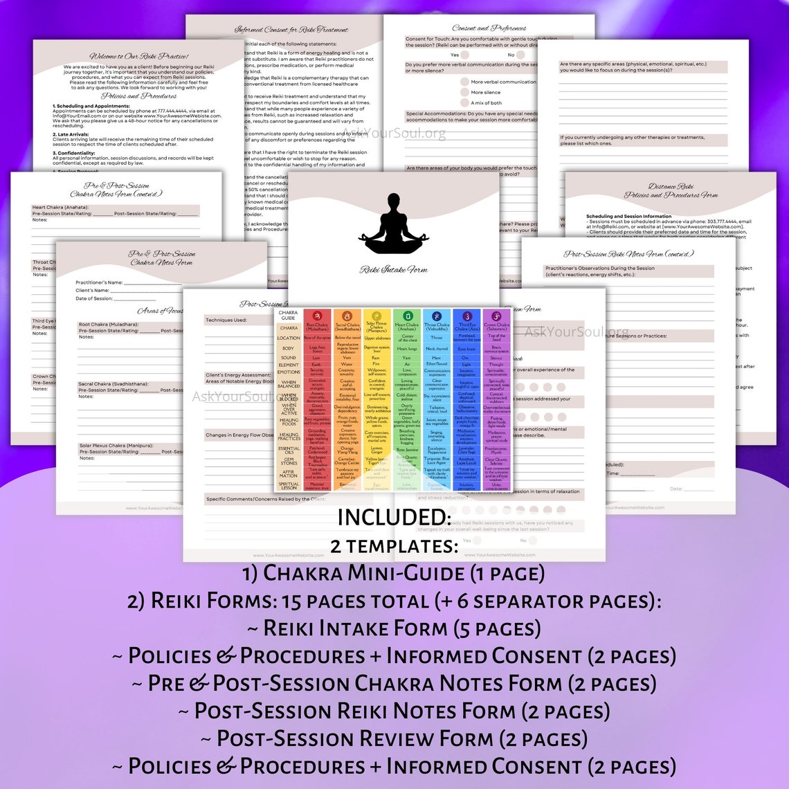 Editable Reiki Forms Canva Template Chakra Guide Commercial and ...