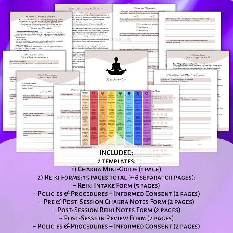 Editable Reiki Forms Canva Template Chakra Guide Commercial and ...